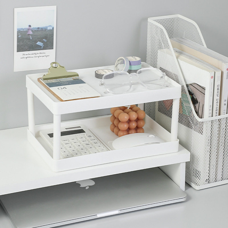 双层收纳架公室桌上收纳盒简约文件架子桌面置物架书桌文具杂物_虎窝淘