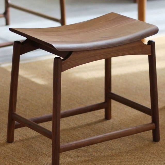 Chinese saddle Yuanbao ash living room solid wood simple square bench ...