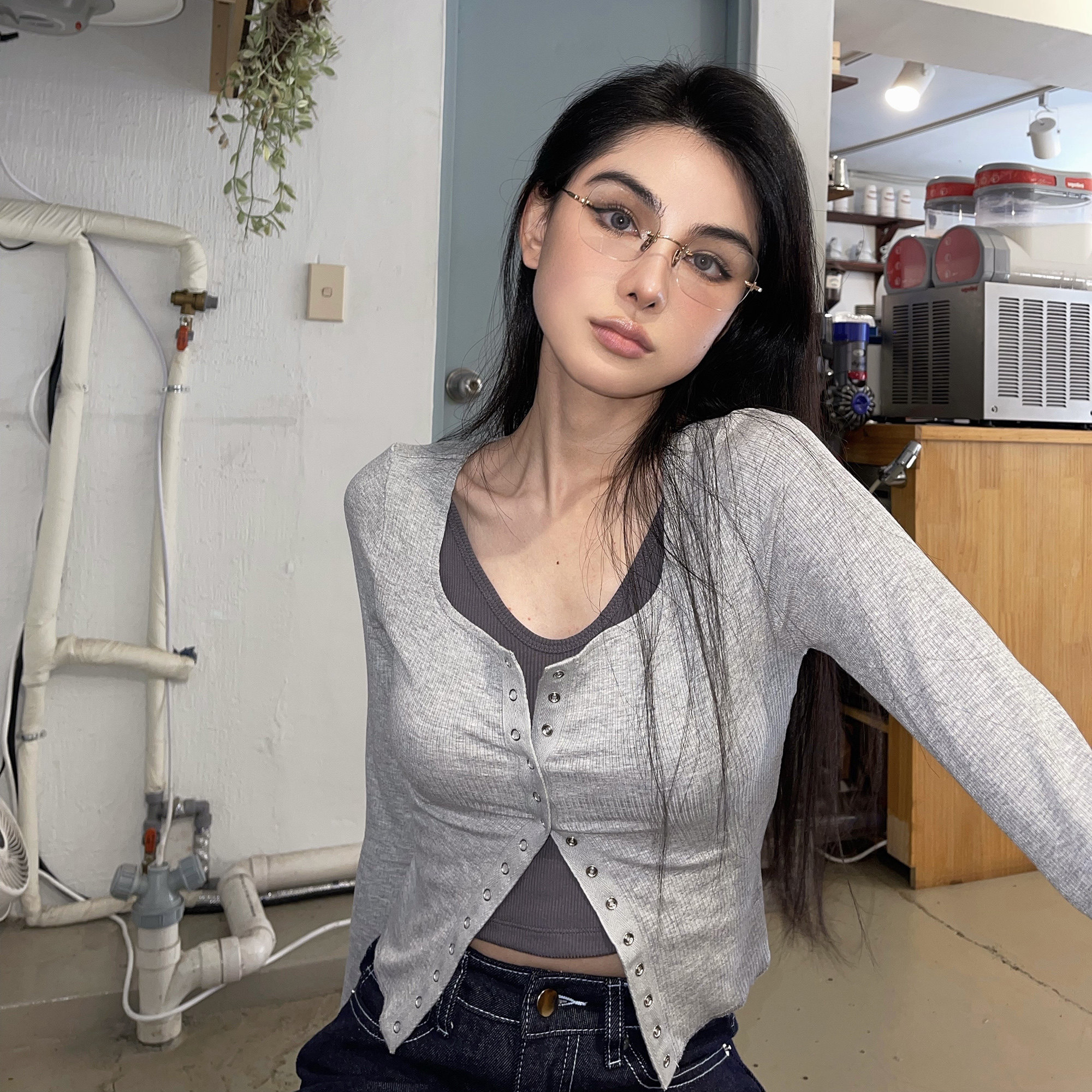 IC BASIC/辣妹衣橱失散多年的基础款!4色高弹舒适质感短上衣+背心_虎窝淘