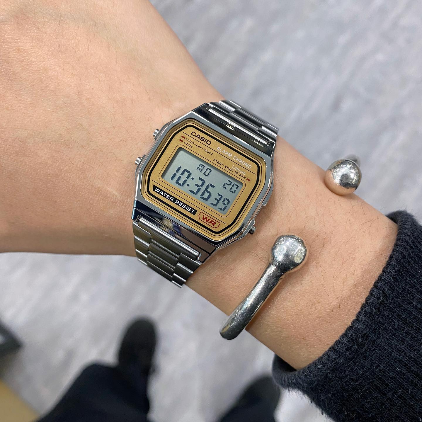 casio卡西欧手表男复古小方块A158WEA-9防水电子手表学生小金表_虎窝淘