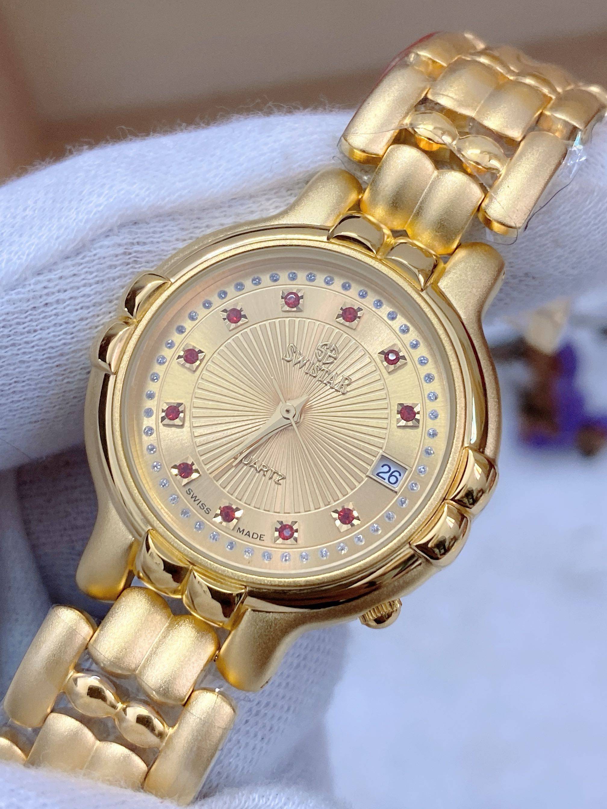 新款SWISTAR瑞士之星小众品牌 22k镀金石英手表防水精致情侣手表_虎窝淘