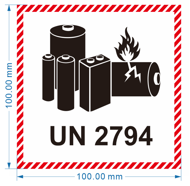 Spot lithium battery fire standard battery warning label UN2800 UN3481 ...