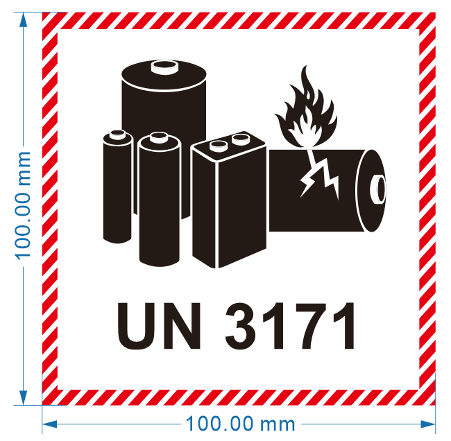 Spot lithium battery fire standard battery warning label UN2800 UN3481 ...