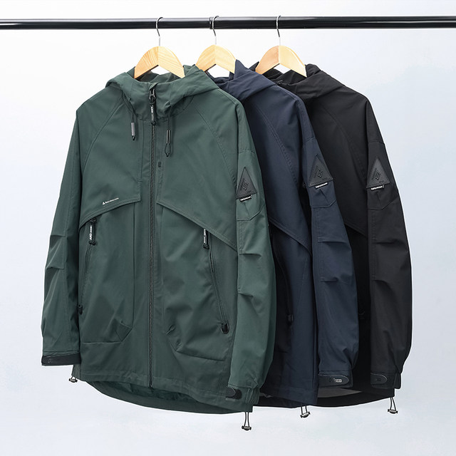 Black Jin Large Men's hooded worker jacket plus fertilizer increases ...