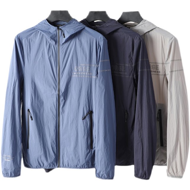 Men's hooded sunscreen clothes summer style breathable and anti-UV ...