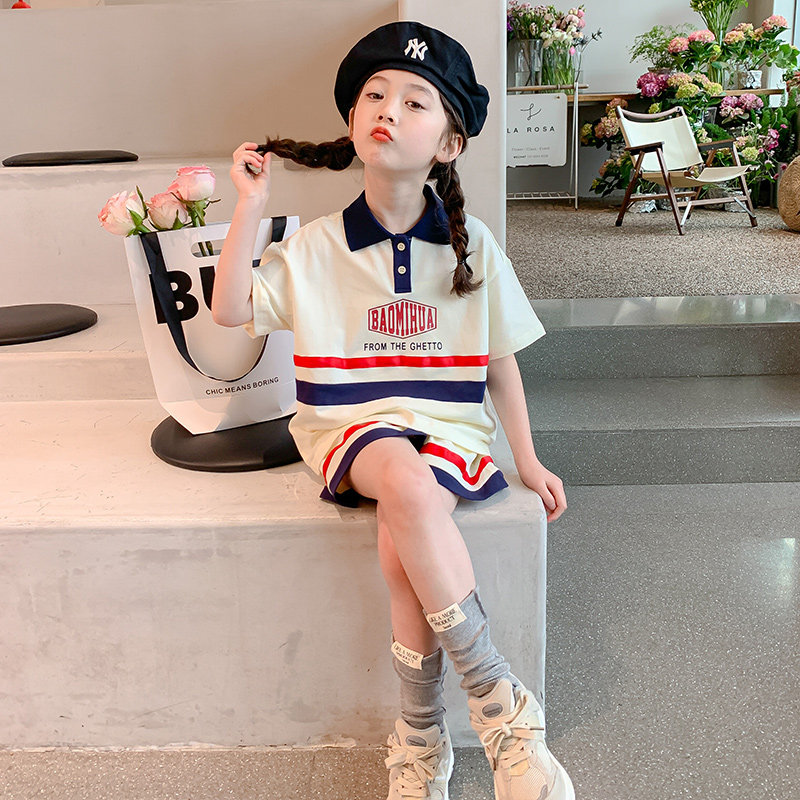 女童套装夏装2023新款韩版洋气儿童夏季小女孩网红时髦童装两件套_虎窝淘