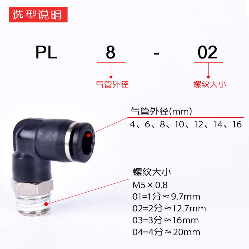 气动快速插接头弯头90°外螺纹PL4 PL6 PL8 PL10 PL12 PL16全系列_虎窝淘