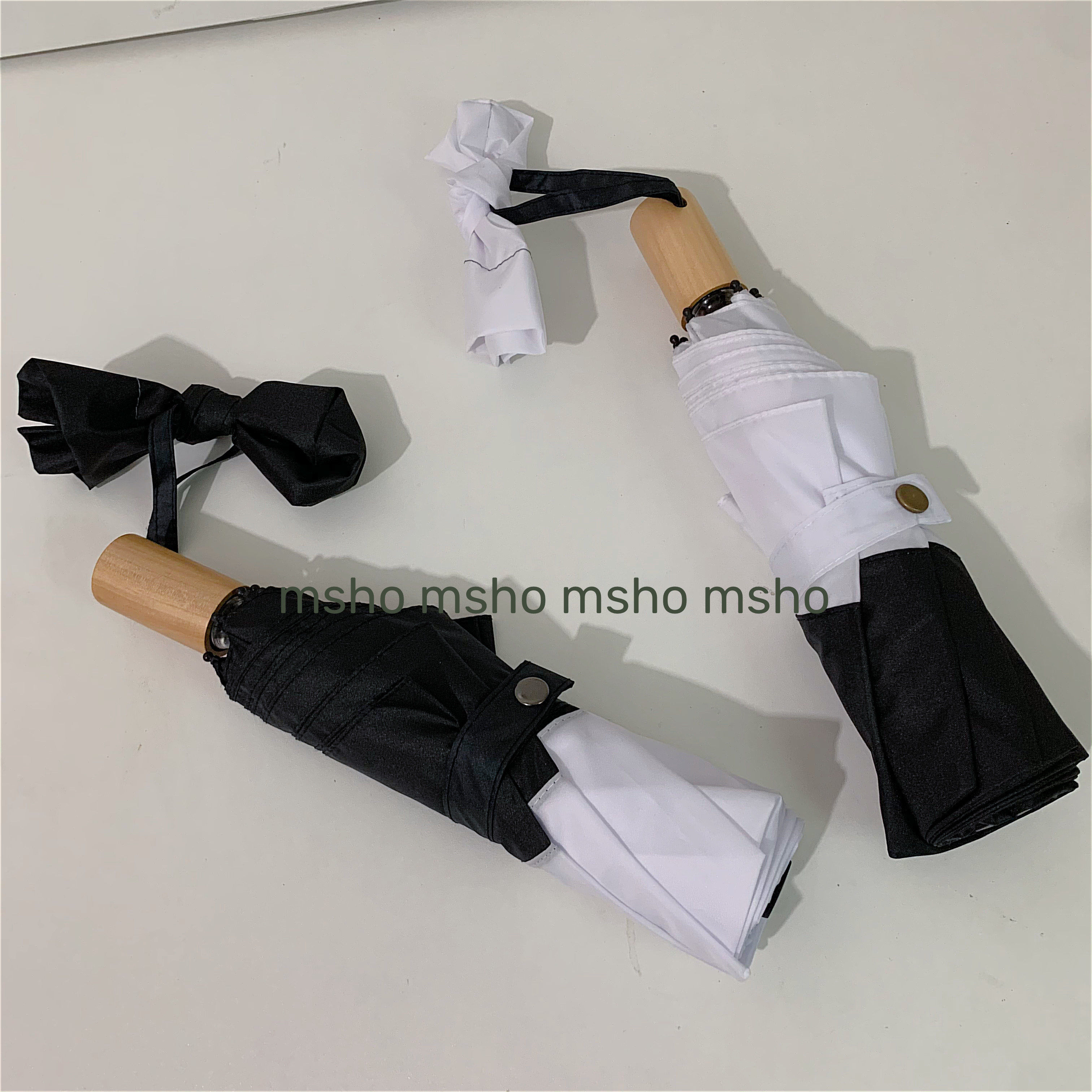 msho法式赫本风敲简单黑白拼接折叠雨伞ins适合拍照用女情侣雨S伞_虎窝淘