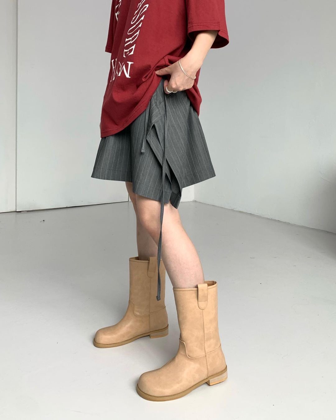 Unique SEI新款短裙纯色休闲不规则半身裙百搭韩版设计感A字裙秋_虎窝淘