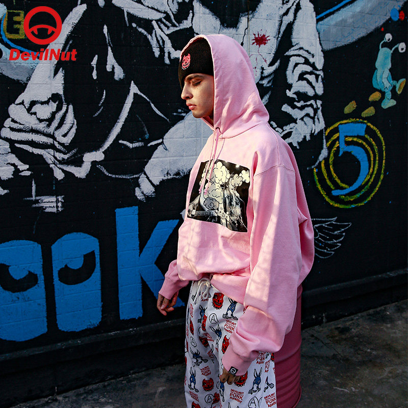 DEVIL NUT潮牌恶魔 DN新垮型有帽套头卫衣-性手枪朋克 AET_虎窝淘