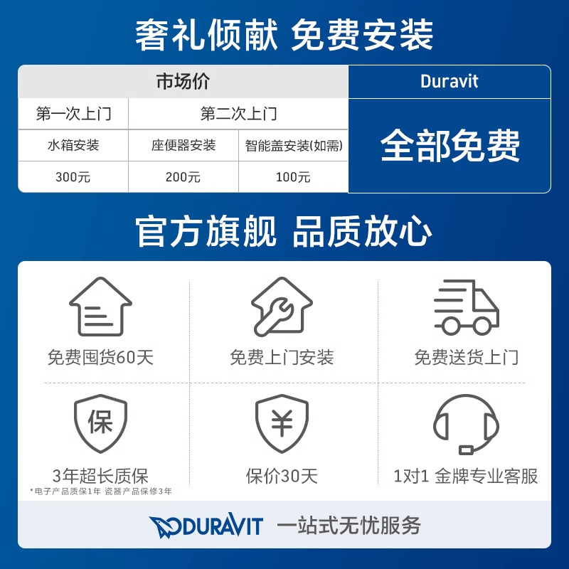 Duravit杜拉维特官方壁挂座便器悬空坐便器嵌入式马桶家用254409_虎窝淘