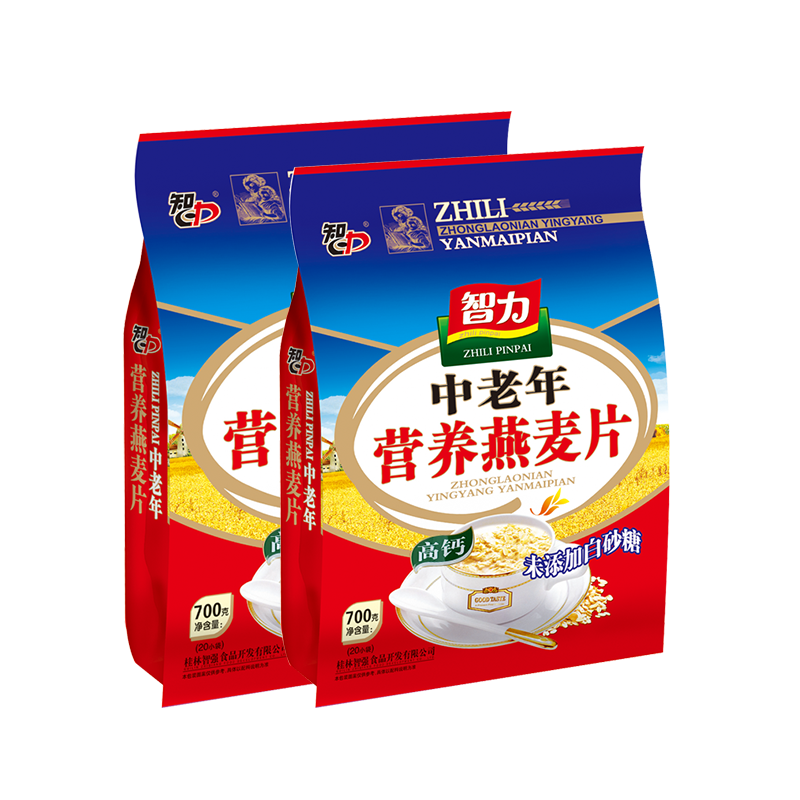 智力中老年高钙营养燕麦片700g*2袋免煮即食冲饮营养健康早餐_虎窝淘