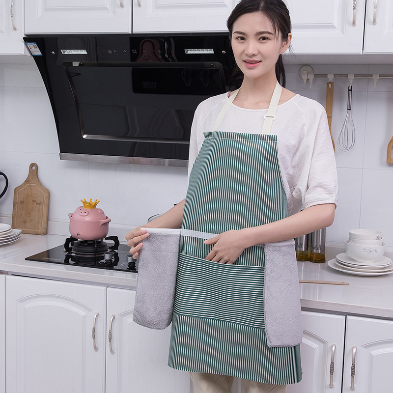 防水围裙家用厨房防油加厚做饭围裙时尚成人女男式罩衣围腰可擦手_虎窝淘