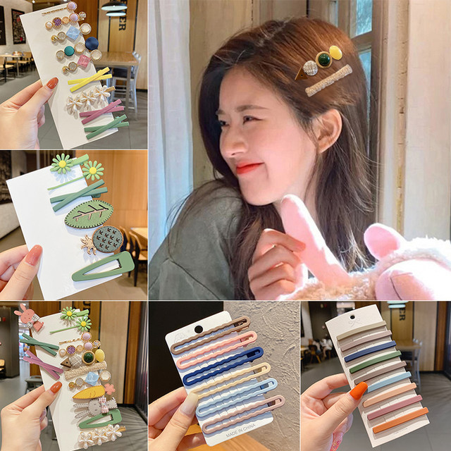 Women's side bangs clip hair card colorful hair bb clip forehead clip ...