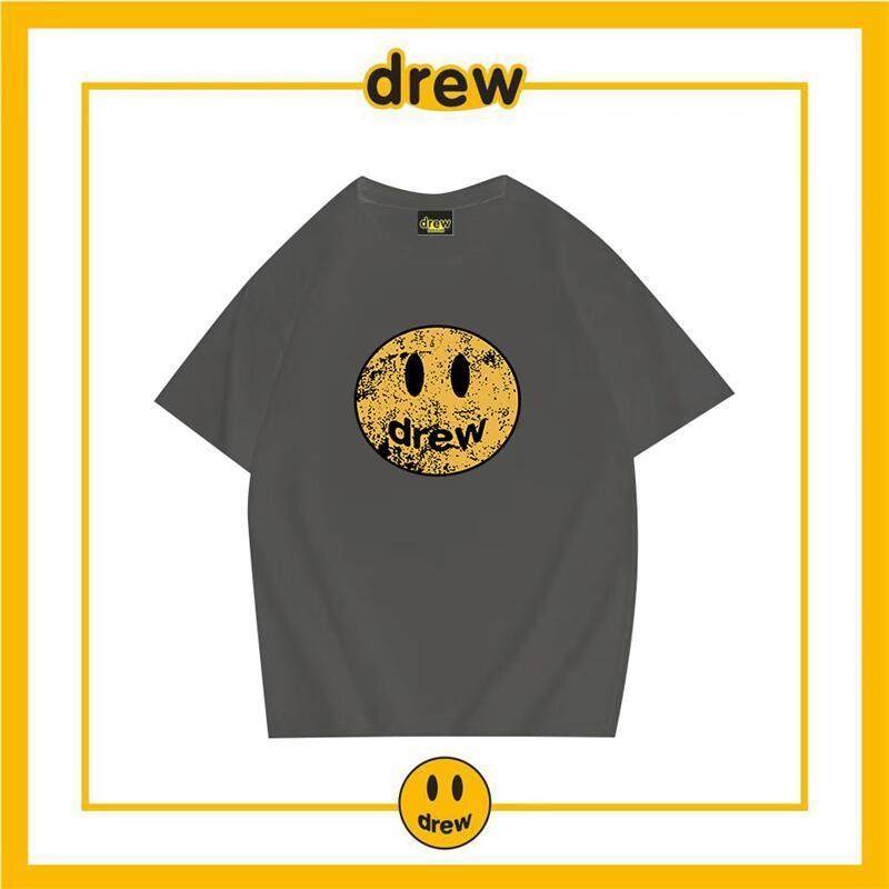 Drew纯棉t恤夏季宽松百搭纯棉短袖男女情侣装体恤半袖潮流圆领恤_虎窝淘