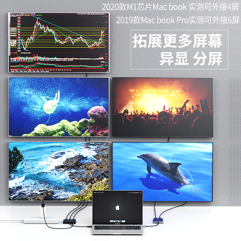 nexhype苹果笔记本外接显示器转换线macbook拓展坞M1扩展屏displaylink显示屏M2电脑扩展坞usb外置显卡多屏_虎窝淘
