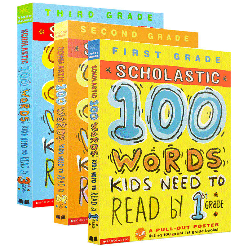 Scholastic 100 Words Kids Need to Read英文原版学乐美国小学100个英语词汇1-3册套装英文版单词练习册 ...
