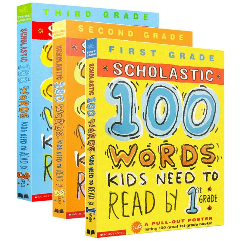 Scholastic 100 Words Kids Need to Read英文原版学乐美国小学100个英语词汇1-3册套装英文版单词练习册 ...