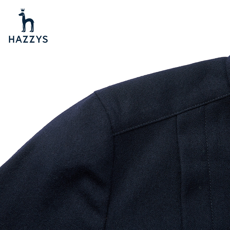 Hazzys哈吉斯官方羊毛长袖衬衫式连衣裙春秋女士显瘦减龄洋气裙_虎窝淘