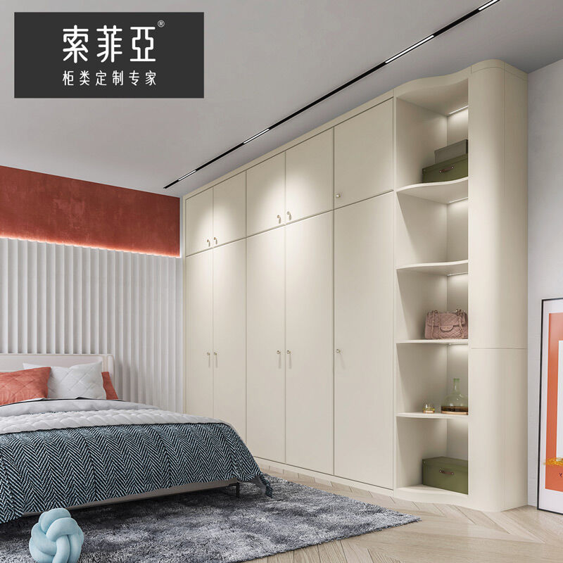 索菲亚衣柜卡莉特斯系列全屋定制轻奢北欧风卧室开放式衣帽间转角_虎窝淘