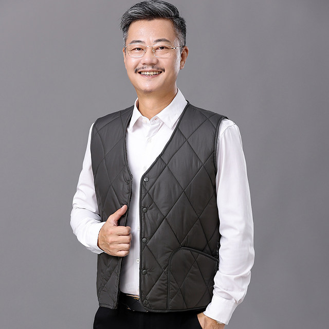 2024 New Down Cotton Vest Men's Autumn and Winter Middle-aged and ...
