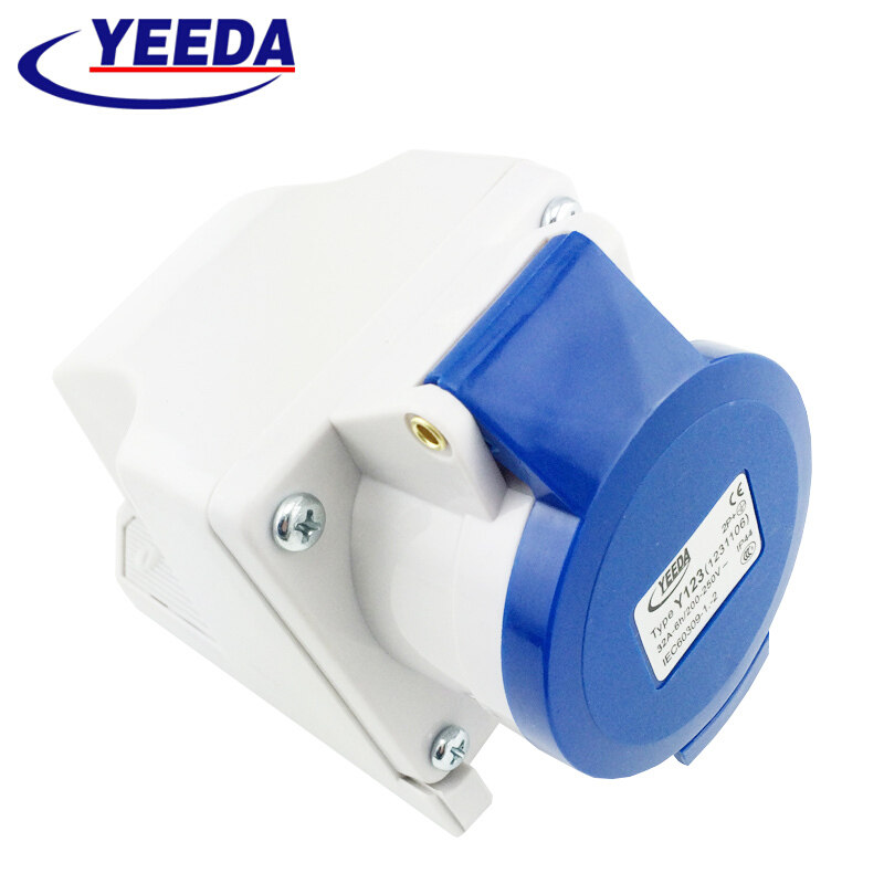 YEEDA怡达32A工业连接器 IP44 2P+E(单相三芯)防水航空插头插座_虎窝淘