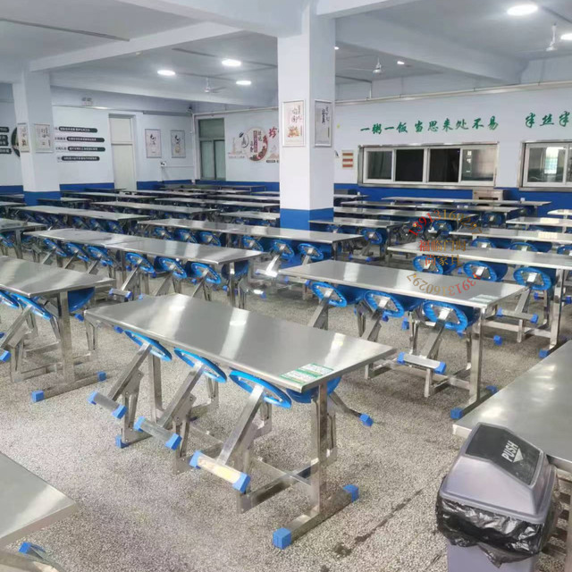 Stainless steel cafeteria dining table and chairs 4 people to split the ...
