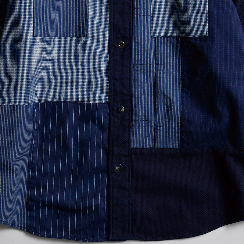 FDMTL 拼接长袖衬衫 SHIRT RINSE 23AW 阿美咔叽美式复古-FDMTL品牌-美乐淘潮牌汇