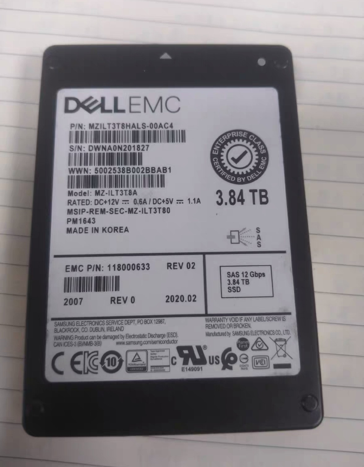 Dell EMC Unity 300 500 3.84T SAS存储硬盘118000633 118000632_虎窝淘