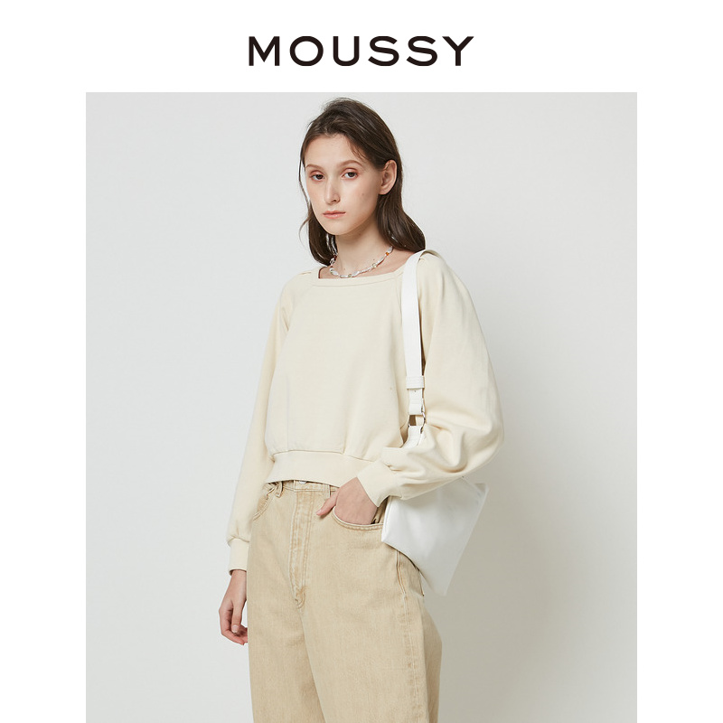 MOUSSY 2023年冬季新品甜美日系方领背后系带卫衣女C10GA780-0910_虎窝淘