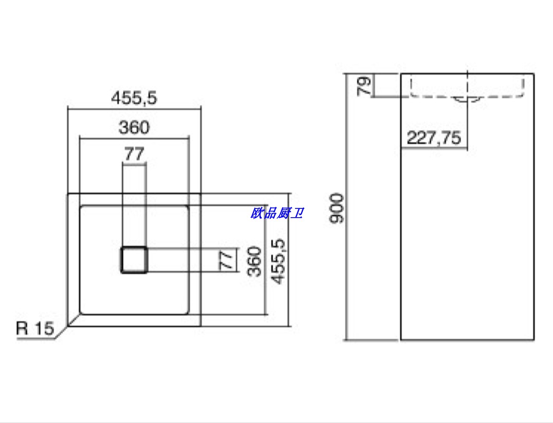 意大利Alape WT.RX系列铸铁面盆立柱盆方形4805000000_虎窝淘
