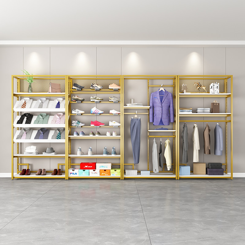 服装展示架双层挂衣架男女装店货架陈列柜挂衣服包包鞋子展架货架_虎窝淘