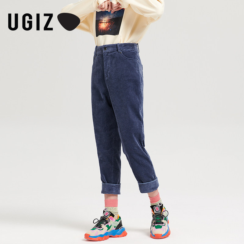 UGIZ冬季新款韩版女装时尚百搭棉质灯芯绒直筒休闲裤女UDPD904_虎窝淘