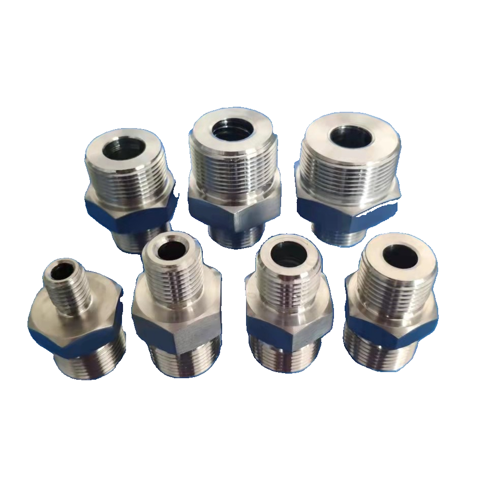 304不锈钢压力仪表变径双外对丝内外牙螺纹转换接头Z/NPT1/2 3/4_虎窝淘