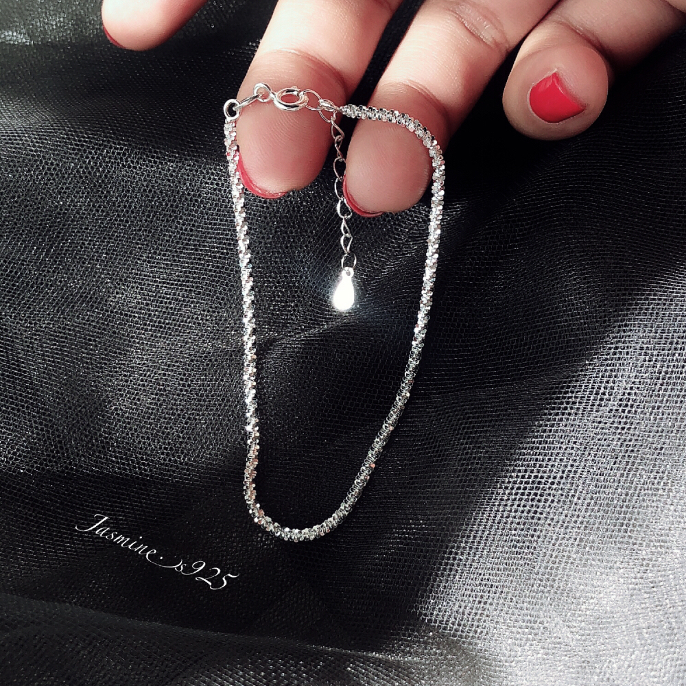 S925纯银进口闪光碎片设计款手链blingbling耀眼手串冷淡风小众_虎窝淘