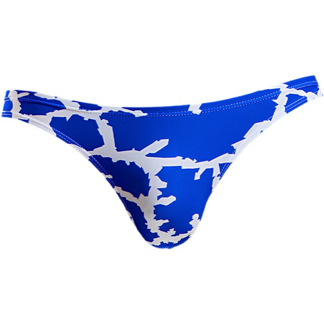 Blue and white giraffe super low waist narrow edge men's swimming ...