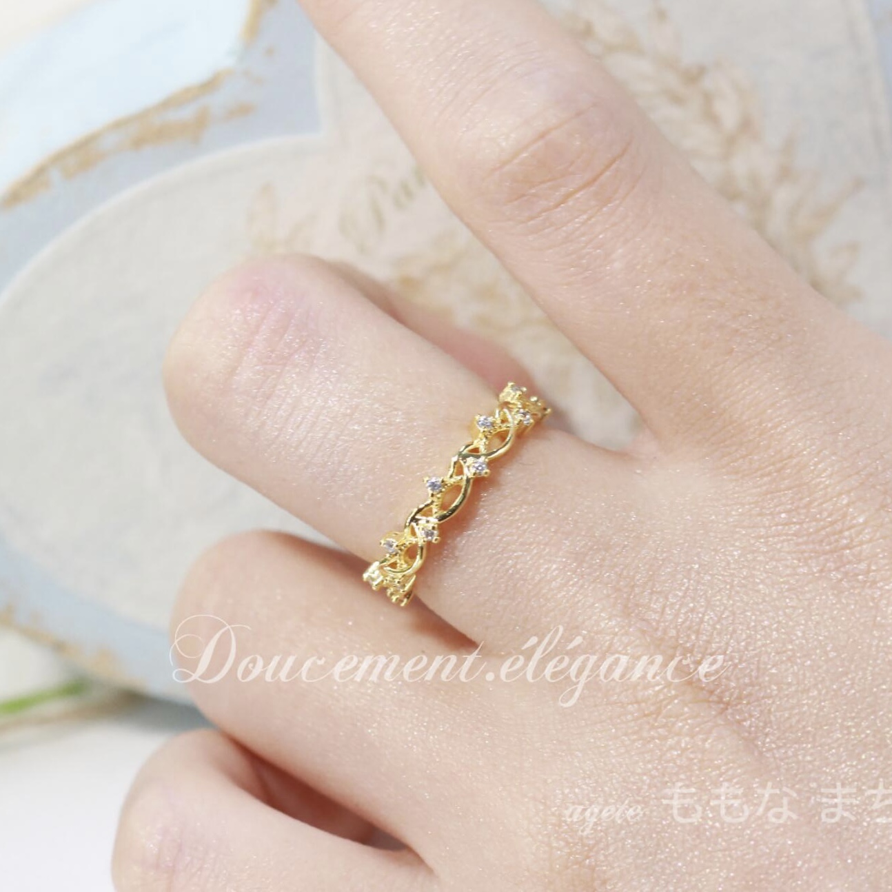 《花枝蔓藤》桃奈町 agete日系轻奢镀金18k精美花环小众戒指女_虎窝淘