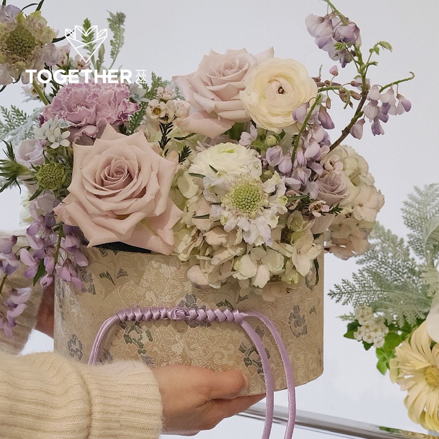 苁丛原创布料圆形矮桶花盒鲜花包装花艺礼盒diy礼物生日礼物_虎窝淘