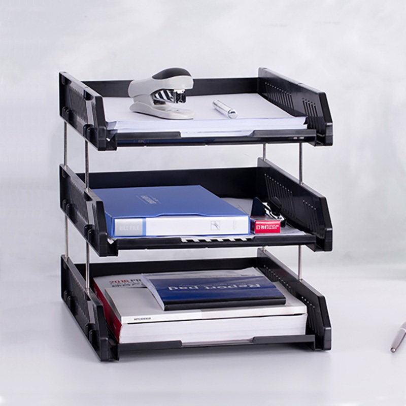 得力商务办公文件盘 镂空文件座三层文件框横式文件架整理资料收纳架 A4大小桌面整理文件收纳盒办公用品批发_虎窝淘