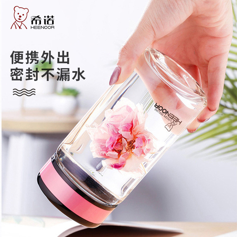 希诺玻璃杯女高颜值单层水杯女生茶杯办公仙女杯ins家用喝水杯子虎窝淘