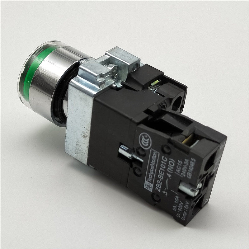 22mm银点带灯按钮开关自复位XB2-BW3361点动ZB2-BE101C绿色AC220V_虎窝淘