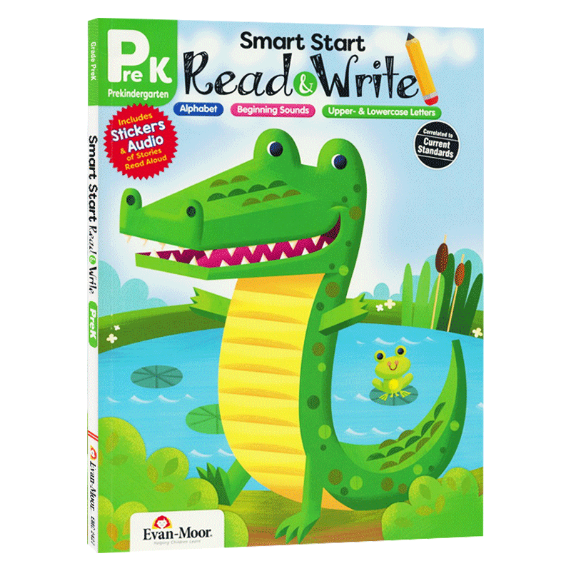 聪慧启蒙系列阅读与写作幼儿园小中班英文原版 Evan-Moor Smart Start Read and Write Grade PreK美国加州英语教辅evanmoor_虎窝淘