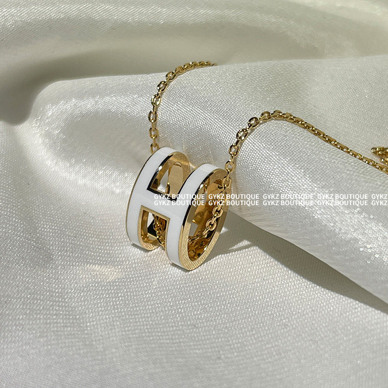 GYKZ高定迷你mini小号镀18K玫瑰金字母吊坠h项链女网红同款锁骨链_虎窝淘