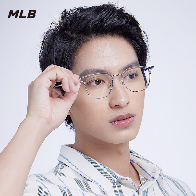 【预售】MLB超轻钛架眉毛框近视眼镜男女可配度数散光眼镜框6040_虎窝淘