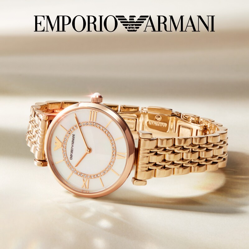 Armani阿玛尼官方摩天轮满天星手表女优雅简约石英腕表AR1907_虎窝淘