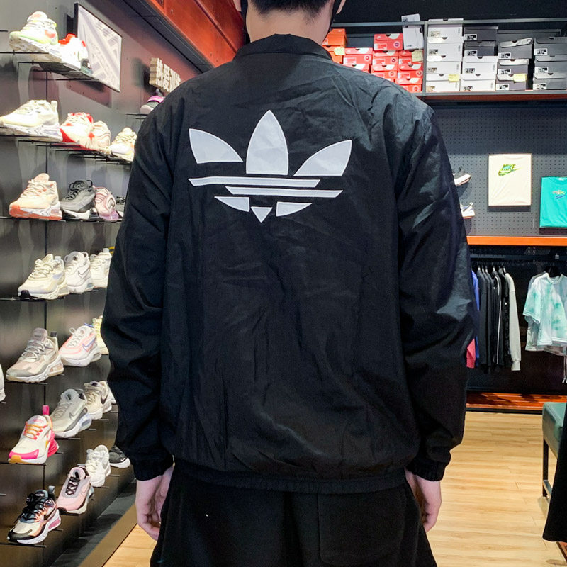 阿迪达斯三叶草男外套2021秋季新款防风衣运动休闲立领夹克H37740