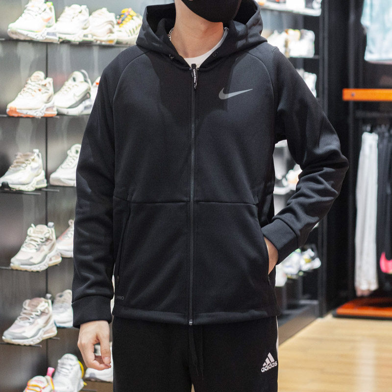 耐克外套男2022冬季新款加绒保暖运动训练休闲连帽夹克DD2125-010_虎窝淘