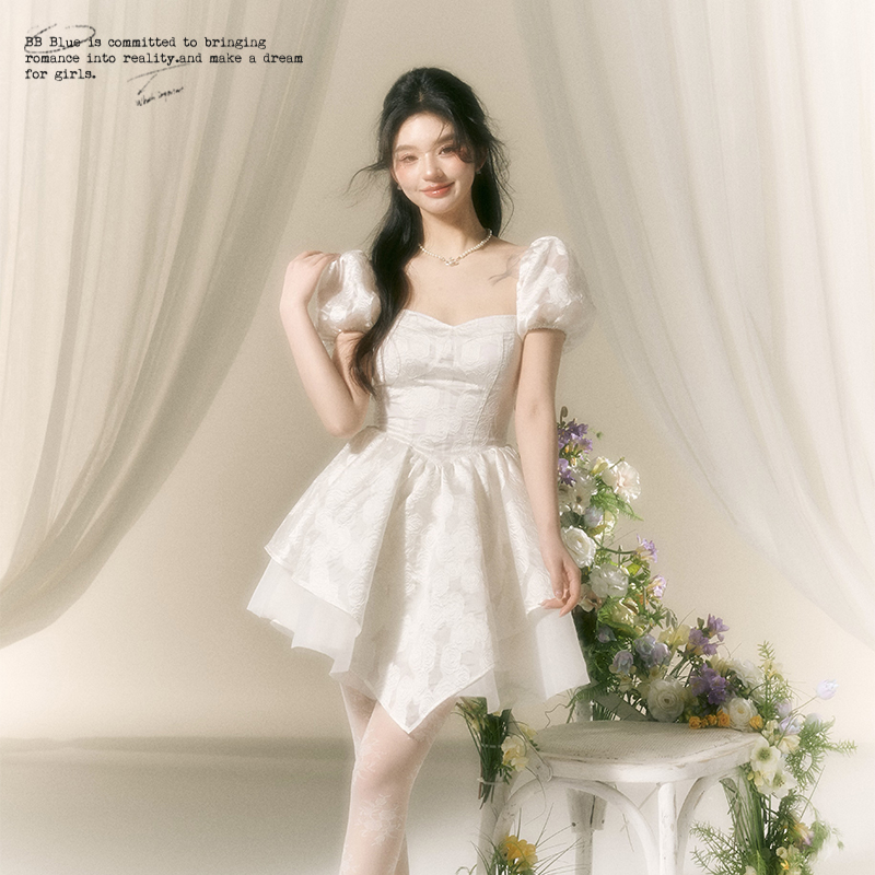 BB BLUE原创设计茶歇法式初恋连衣裙女小众仙女公主生日小礼裙子_虎窝淘
