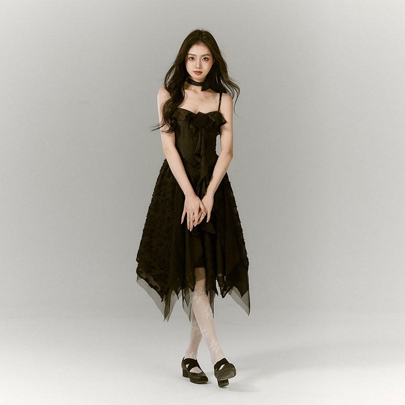 【孙珍妮同款】BB BLUE原创设计法式玫瑰连衣裙女公主礼服裙子_虎窝淘