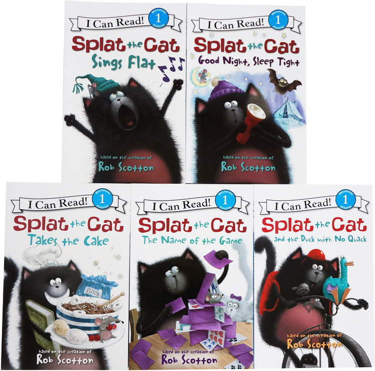英文原版I Can Read啪嗒猫儿童5册礼盒装绘本Splat the Cat Level 1儿童启蒙学习英文版亲子互动学习icanread ...